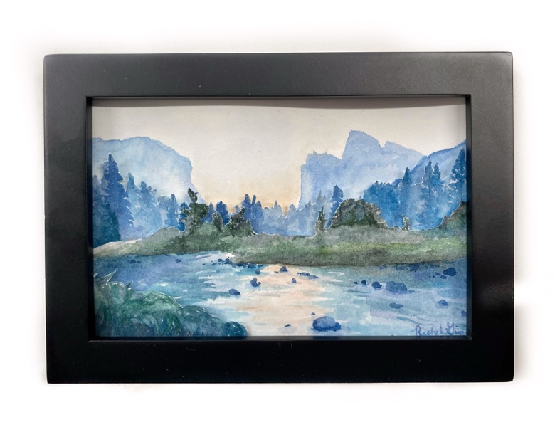 Layered Mountain Watercolor Painting