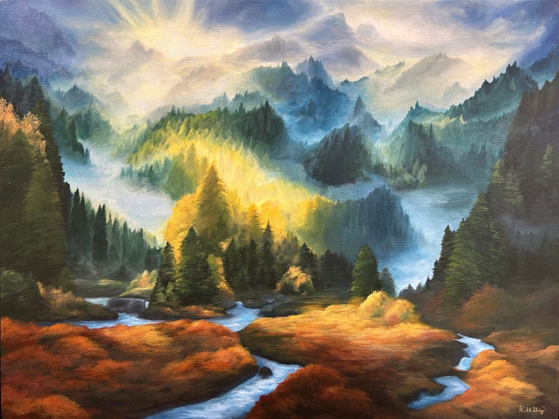 Mist in the Mountains Acrylic Painting
